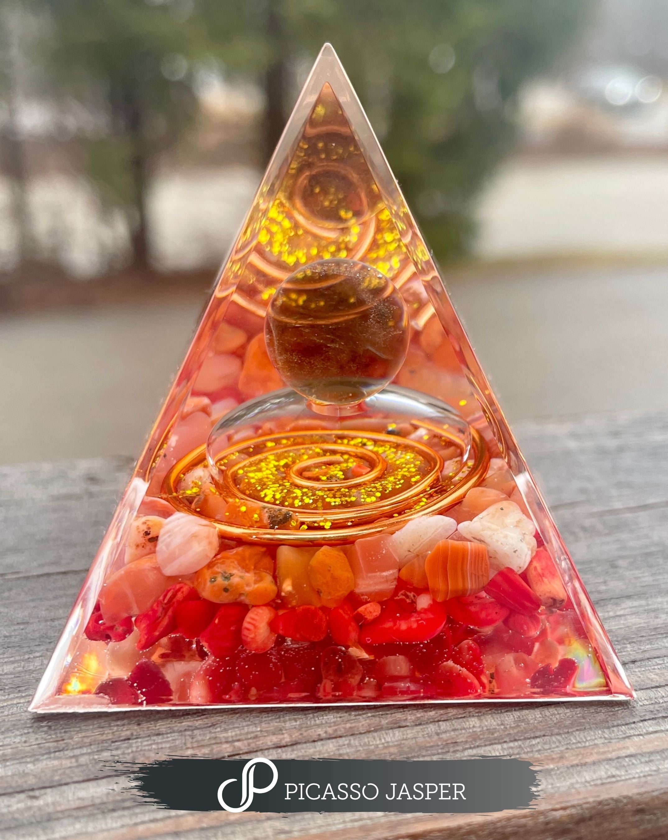 Orgone Crystal Pyramid: Gratitude Ritual Bundle - Picasso Jasper