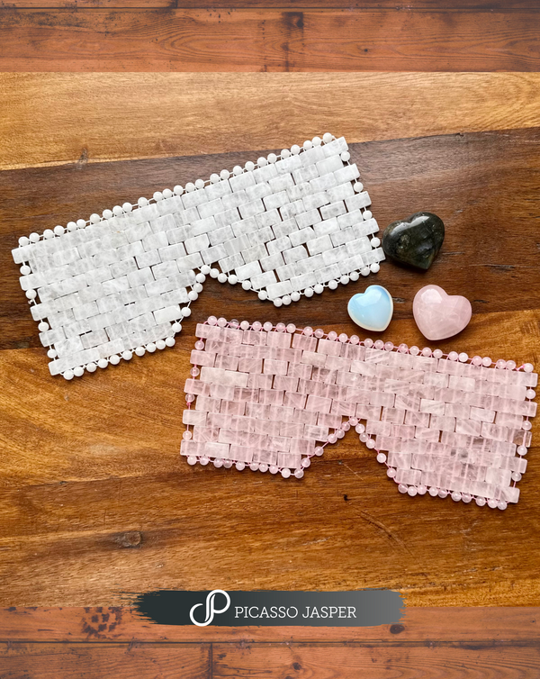 Last One! Clear Quartz: Crystal Eye Mask - Picasso Jasper