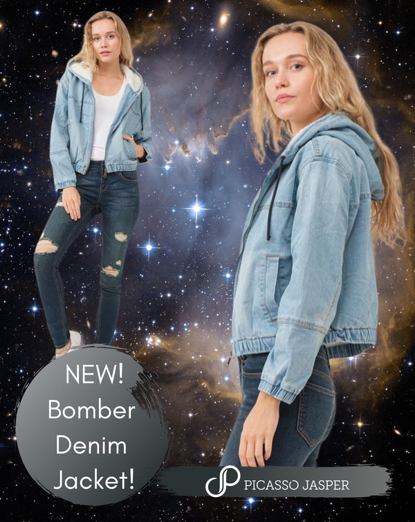 Denim Bomber Jacket - Picasso Jasper