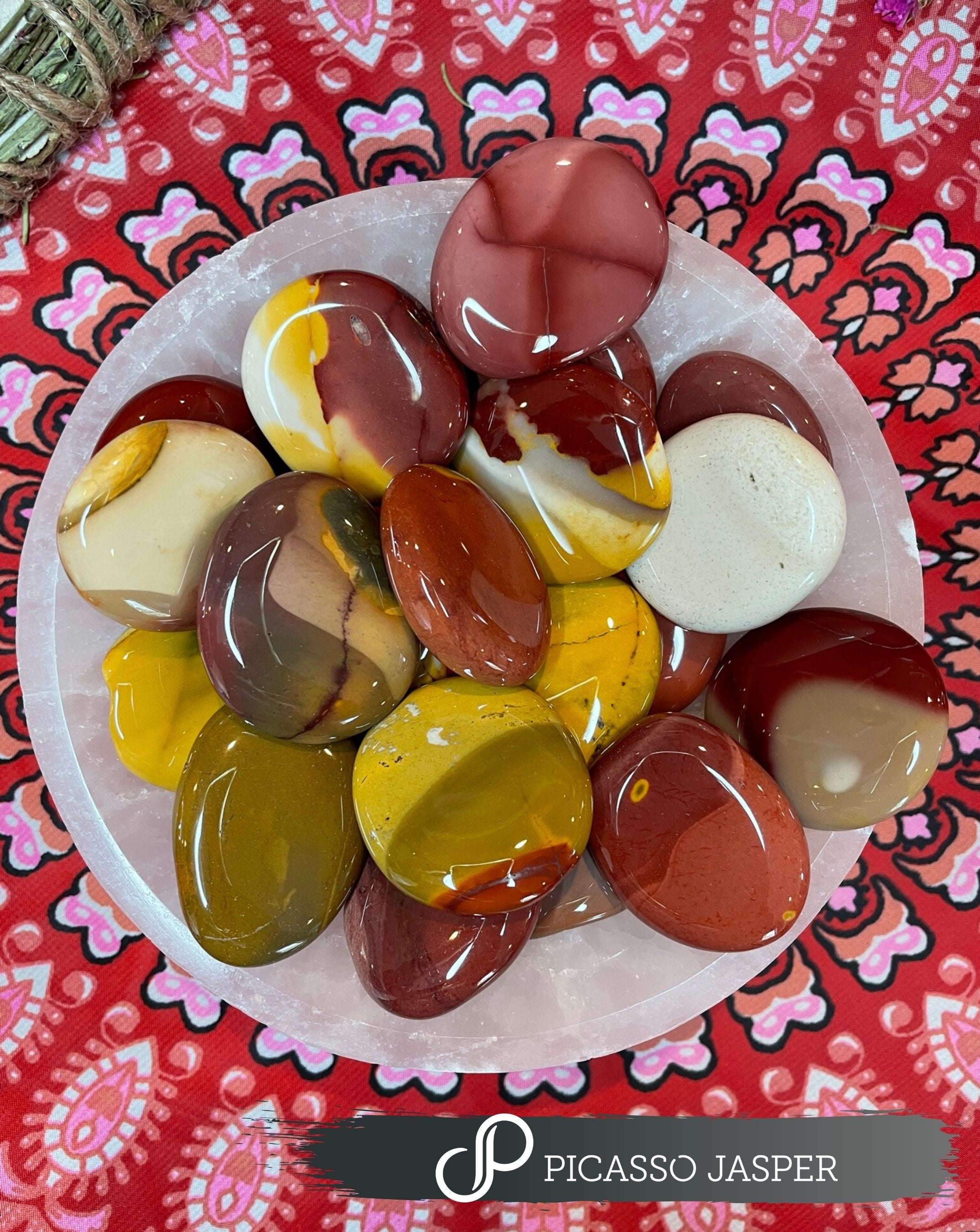 Mookaite, Smooth Stone- Nurturing, Grounding + Protection - Picasso Jasper
