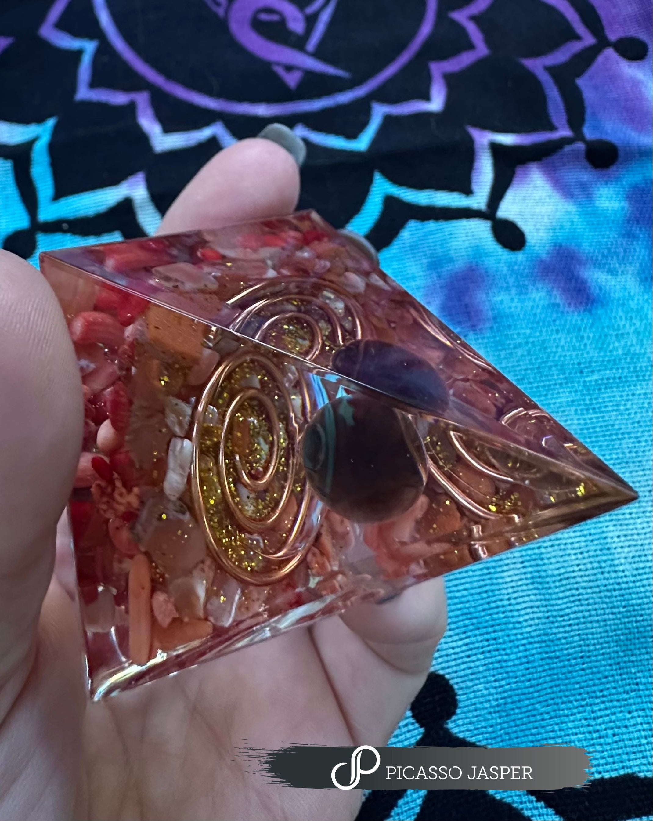 Orgone Crystal Pyramid: Gratitude Ritual Bundle - Picasso Jasper