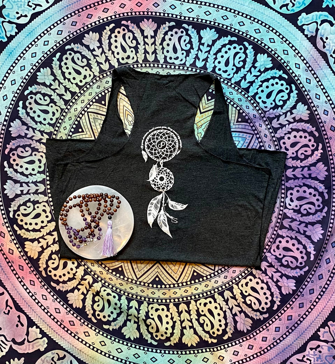 Last Few! Dream Catcher, Eco- Black Racerback Tank - Picasso Jasper