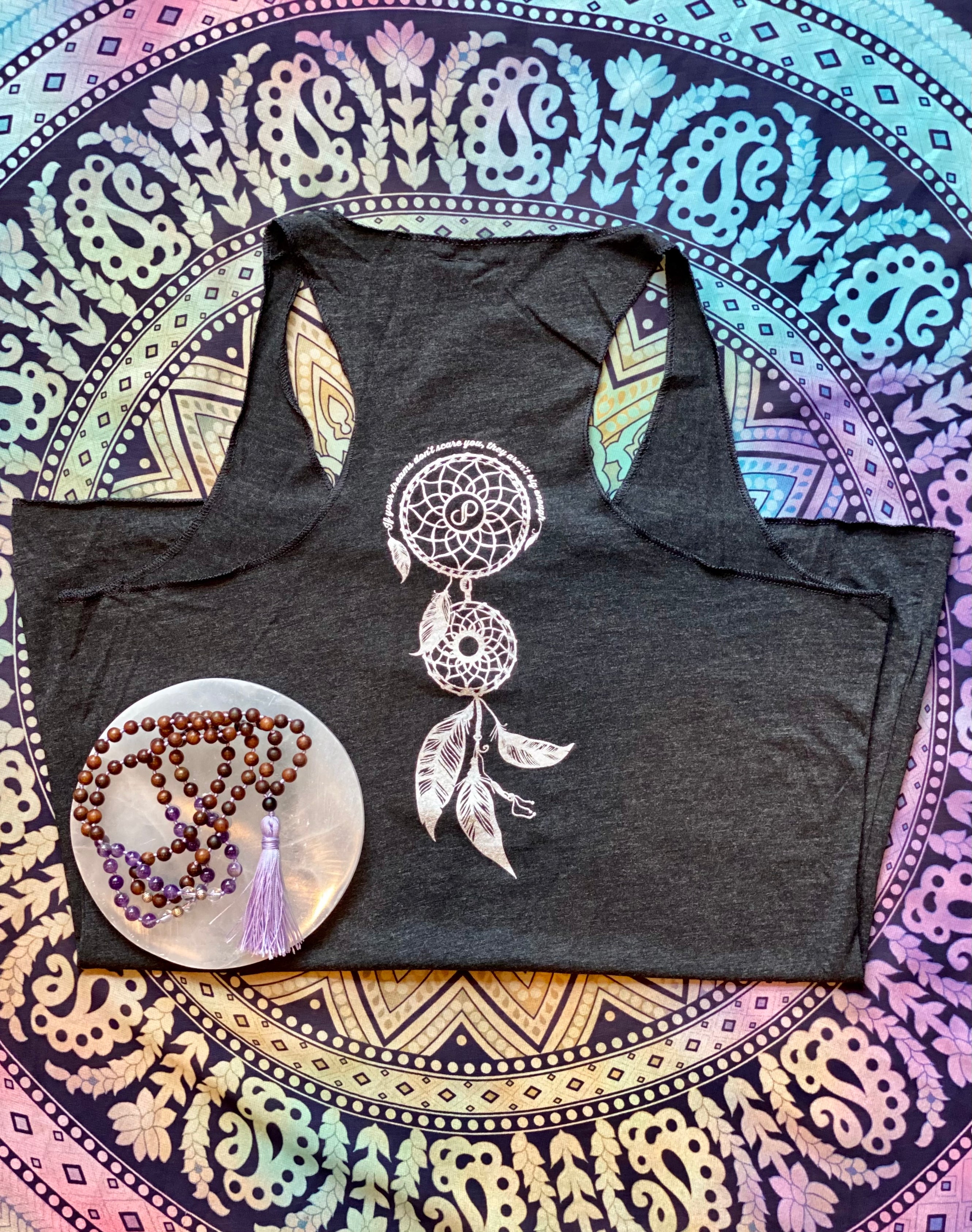 Last Few! Dream Catcher, Eco- Black Racerback Tank - Picasso Jasper